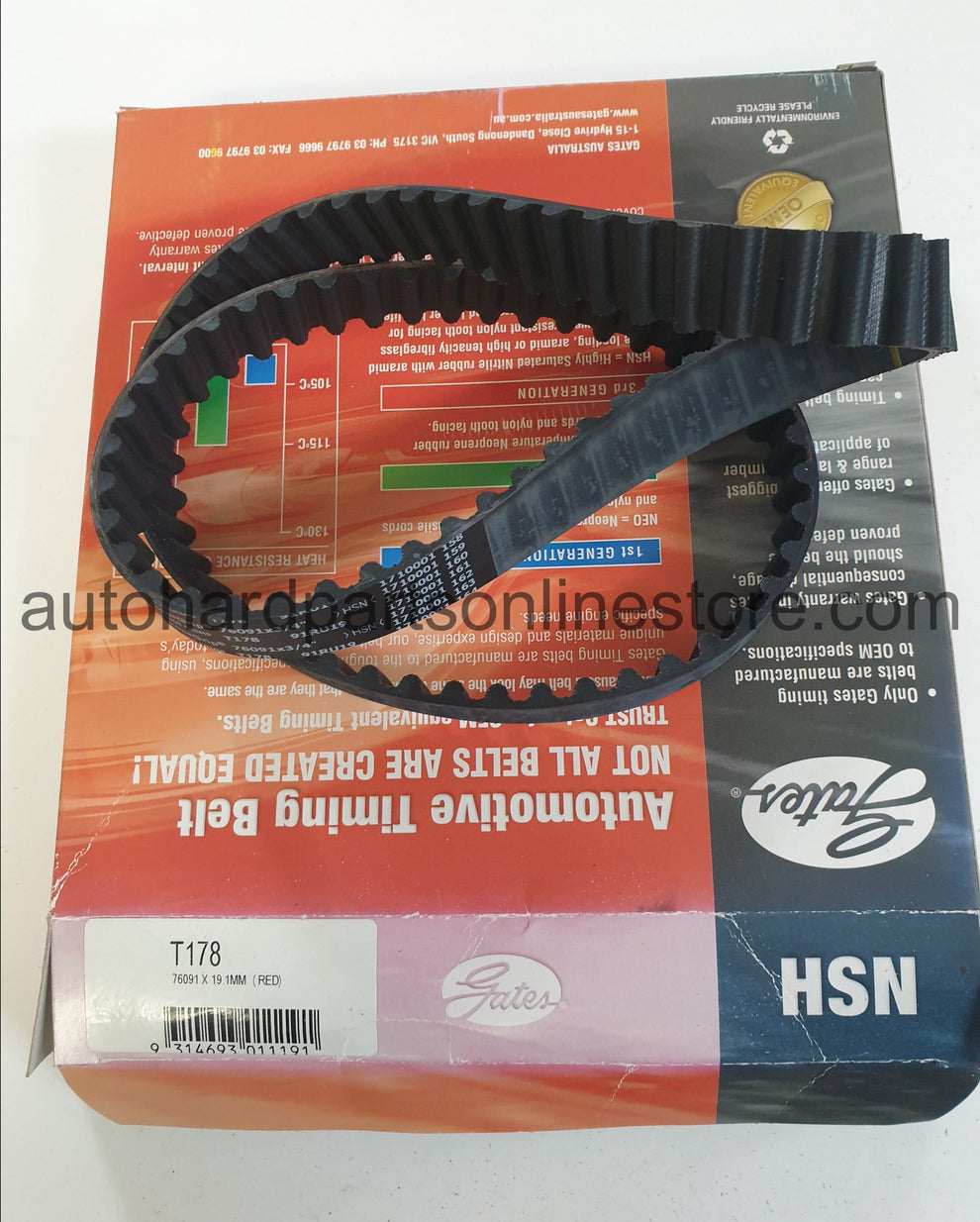 Gates Timing Belt-HSN T178-76091x19.1mm RED – Auto Hardparts