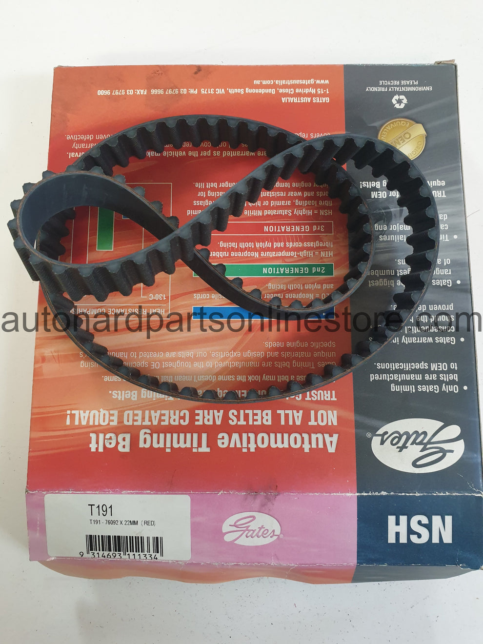Gates Timing Belt-HSN T191-76092x22mm RED – Auto Hardparts
