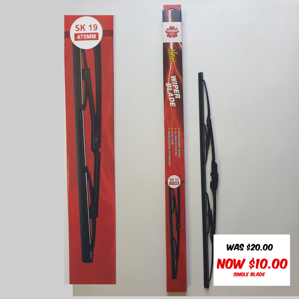 Sakura Wiper Blade 19 inch 475mm Universal Type Hook Blade – Auto Hardparts